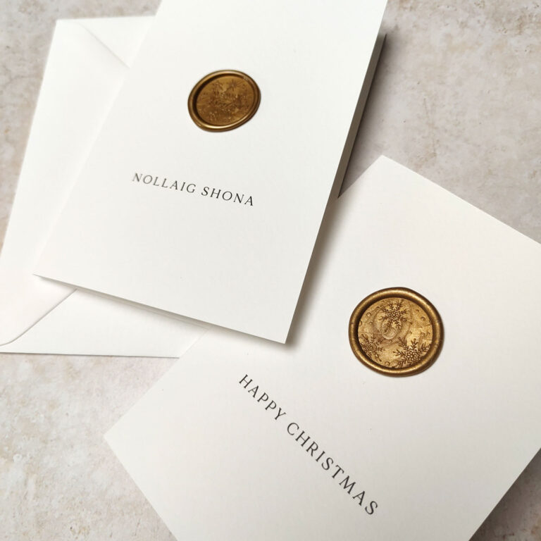 4 Christmas Cards with Wax Seals, Nollaig Shona, Merry Christmas ...