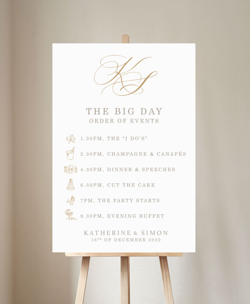 Order of the day Wedding Sign Various Designs | Wedding Invitations and ...