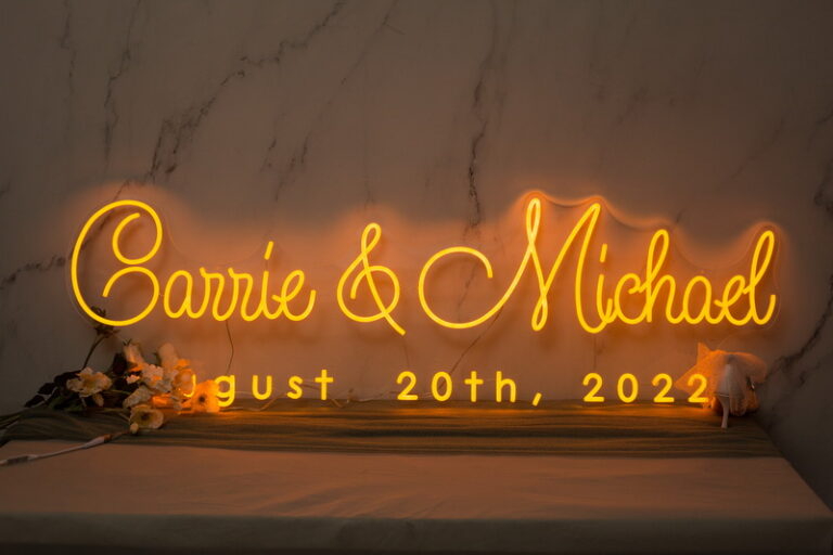 Names and Date Neon Wedding Sign | Wedding Invitations and Wedding ...
