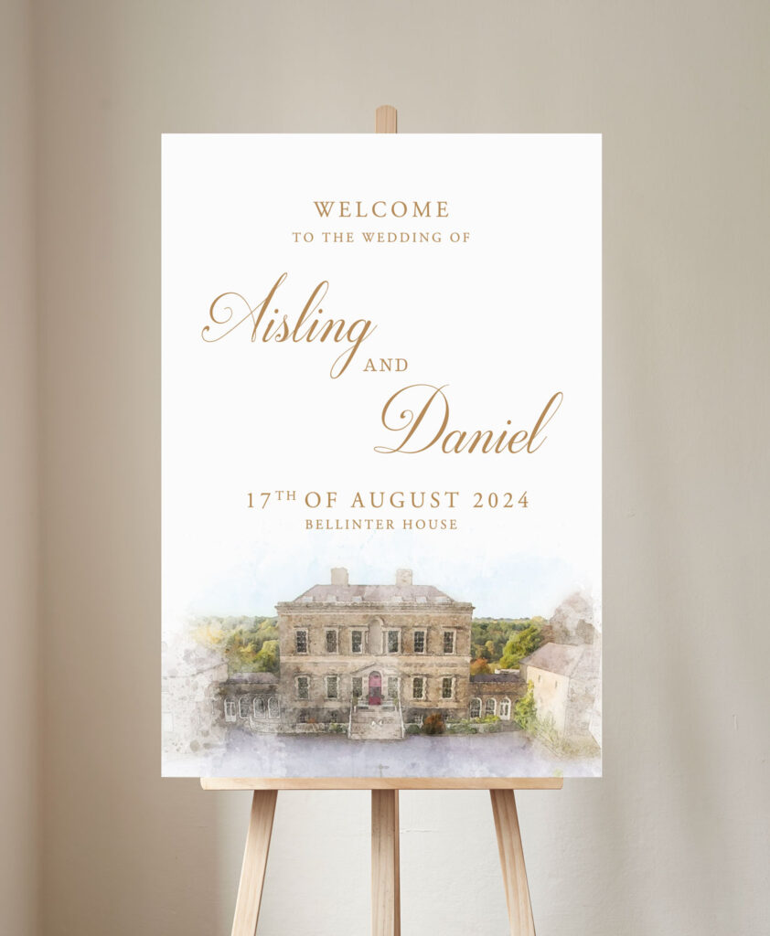 Venue Watercolour Wedding and Venue Illustration Welcome Signs ...