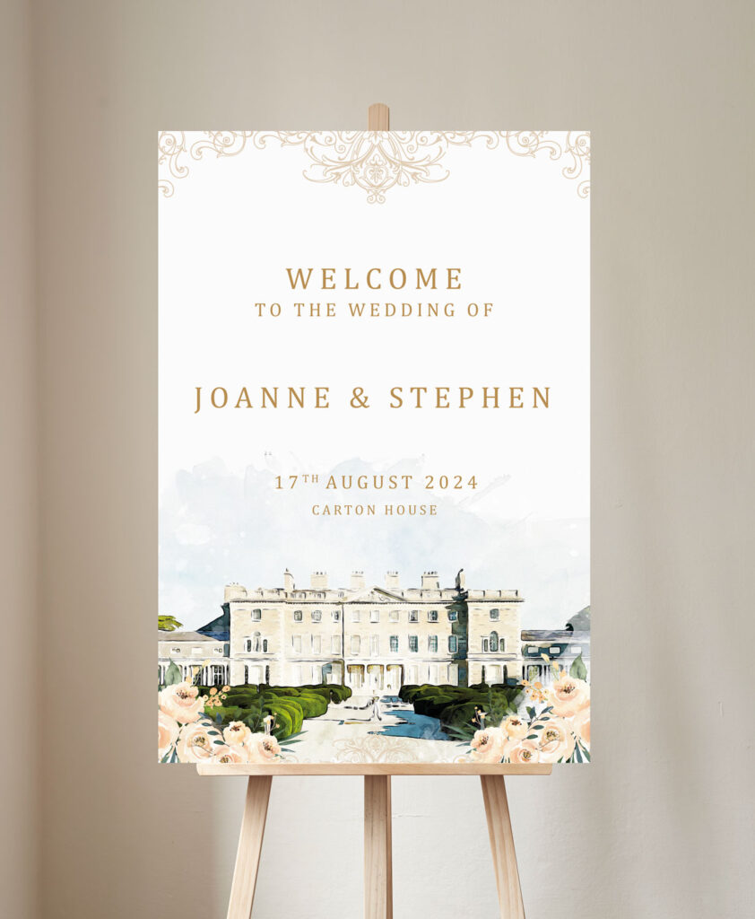 Venue Watercolour Wedding and Venue Illustration Welcome Signs ...