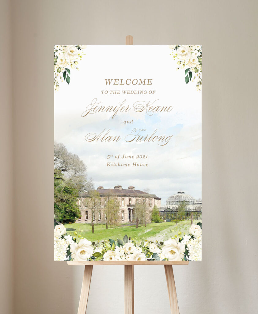 Venue Watercolour Wedding and Venue Illustration Welcome Signs ...