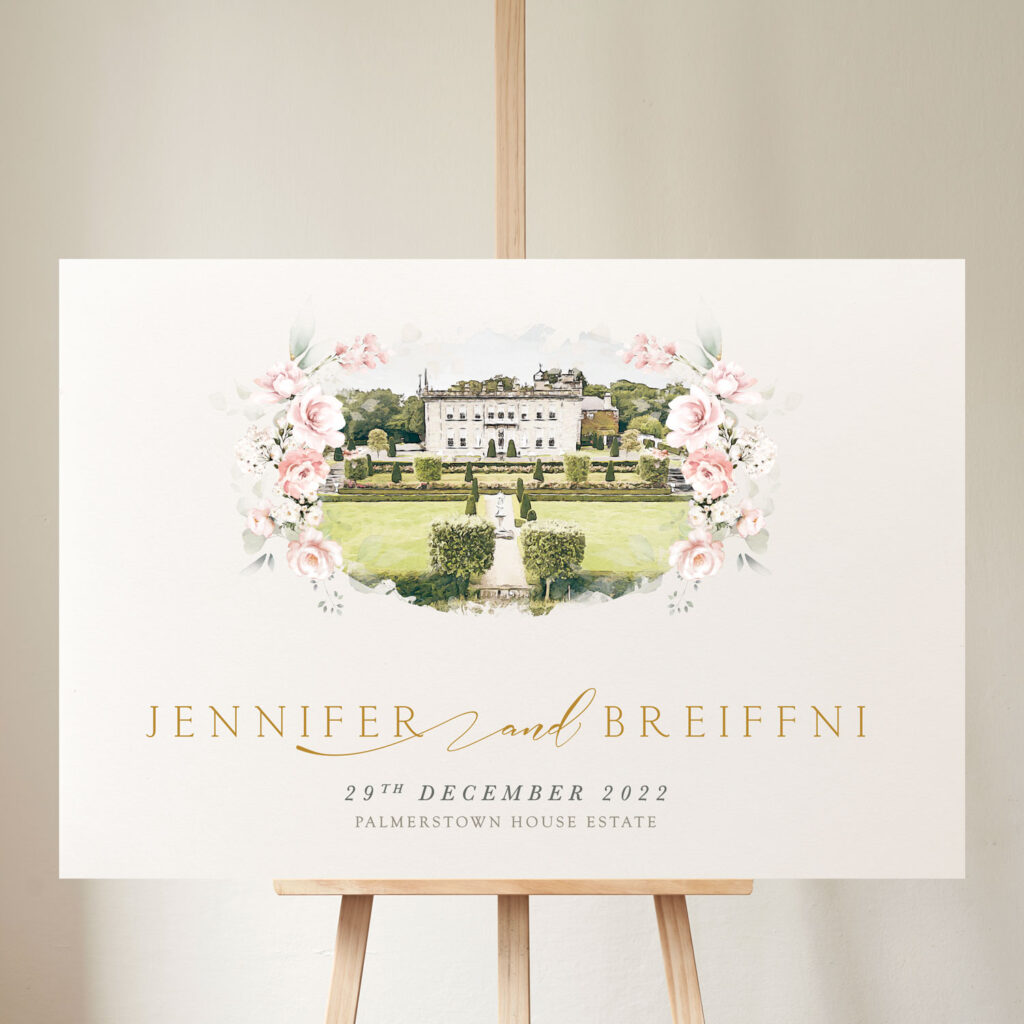 Venue Watercolour Wedding and Venue Illustration Welcome Signs ...
